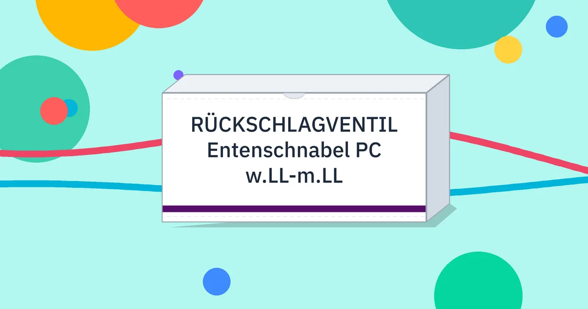Symbolbild: Packung mit der Aufschrift RÜCKSCHLAGVENTIL Entenschnabel PC w.LL-m.LL (PZN 08428789) – Verfügbarkeit und Bezug in Apotheken in Frankfurt am Main