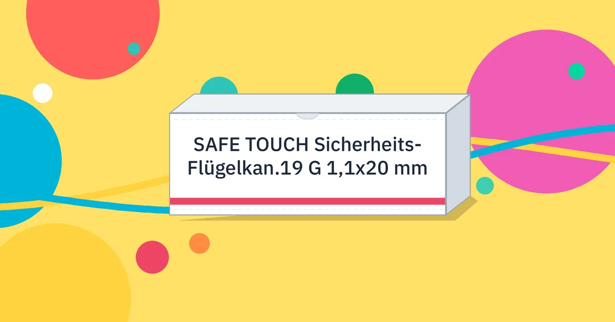 Symbolbild: Packung mit der Aufschrift SAFE TOUCH Sicherheits-Flügelkan.19 G 1,1x20 mm (PZN 05956140) – Verfügbarkeit und Bezug in Apotheken in Frankfurt am Main