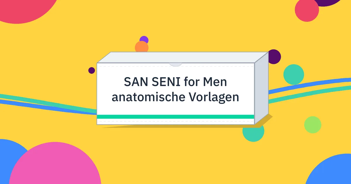 Symbolbild: Packung mit der Aufschrift SAN SENI for Men anatomische Vorlagen (PZN 13475779) – Verfügbarkeit und Bezug in Apotheken in Frankfurt am Main
