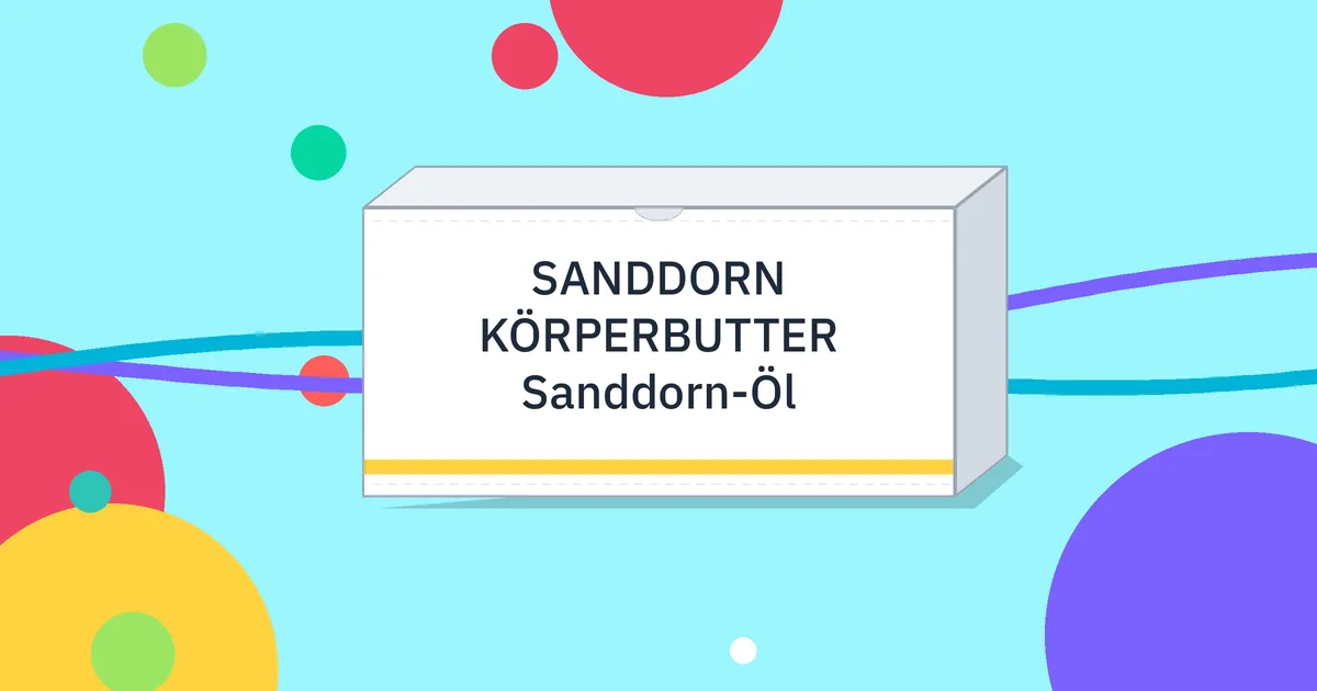 Symbolbild: Packung mit der Aufschrift SANDDORN KÖRPERBUTTER Sanddorn-Öl (PZN 16335292) – Verfügbarkeit und Bezug in Apotheken in Frankfurt am Main