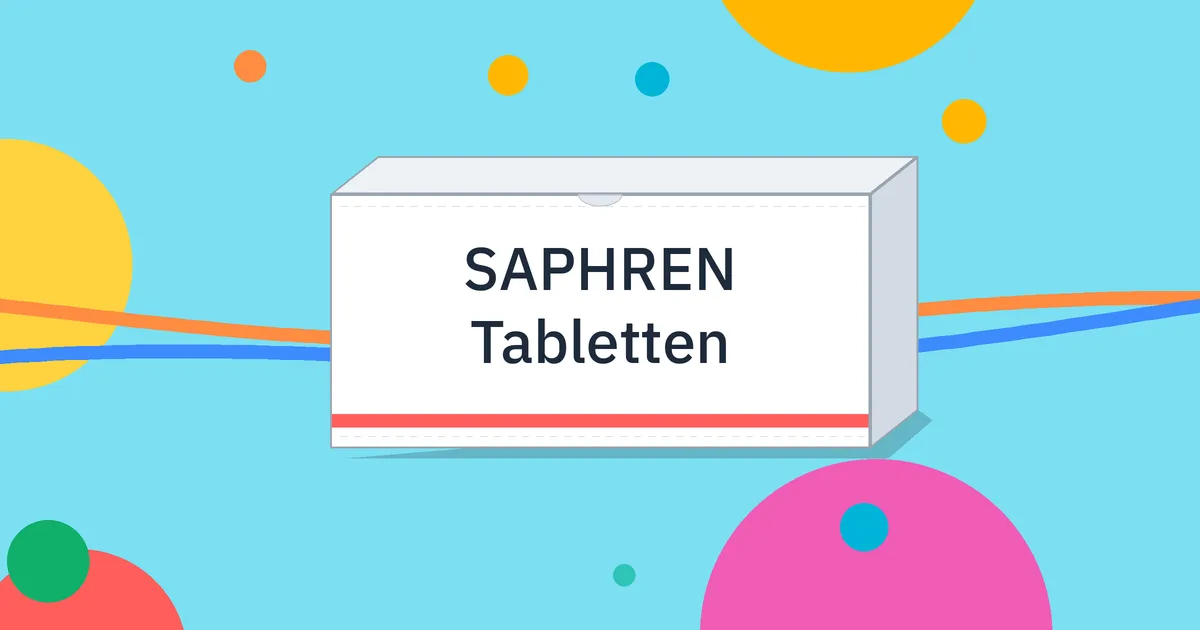 Symbolbild: Packung mit der Aufschrift SAPHREN Tabletten (PZN 13427220) – Verfügbarkeit und Bezug in Apotheken in Frankfurt am Main