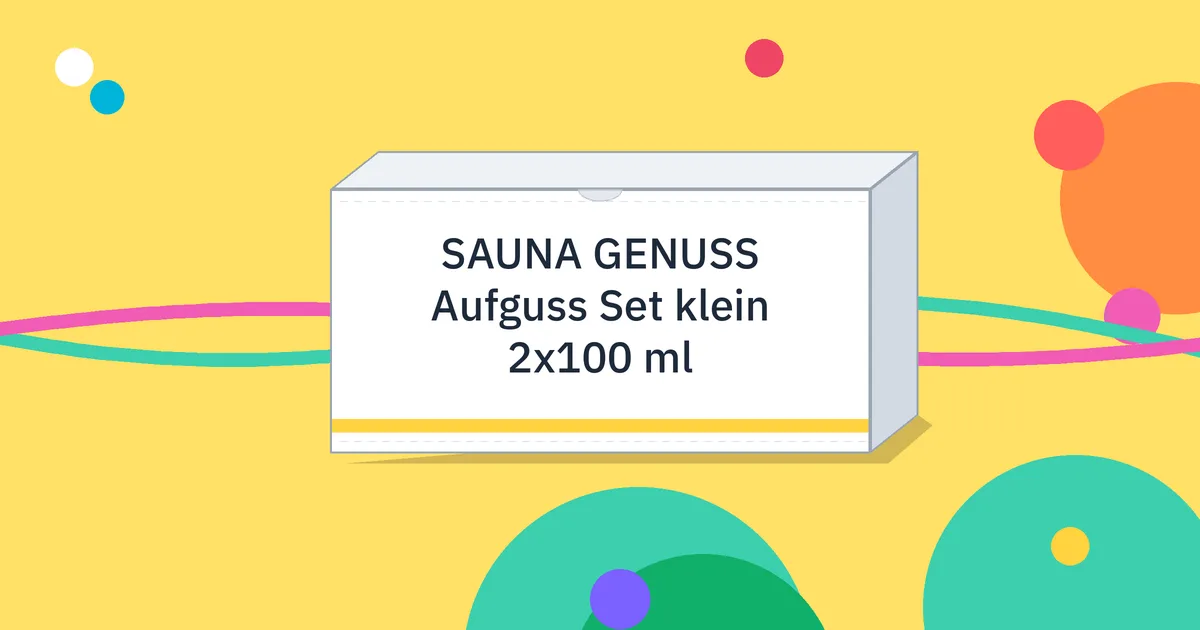 Symbolbild: Packung mit der Aufschrift SAUNA GENUSS Aufguss Set klein 2x100 ml (PZN 16898150) – Verfügbarkeit und Bezug in Apotheken in Frankfurt am Main