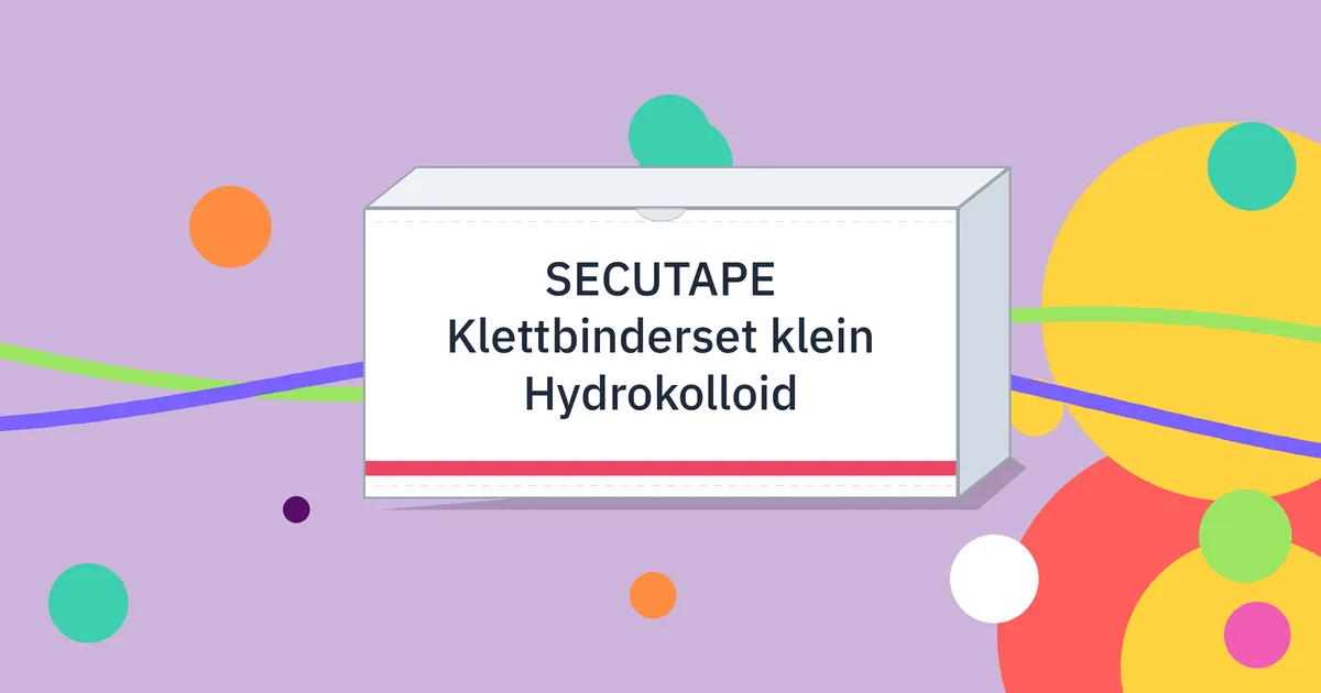 Symbolbild: Packung mit der Aufschrift SECUTAPE Klettbinderset klein Hydrokolloid (PZN 19957893) – Verfügbarkeit und Bezug in Apotheken in Frankfurt am Main