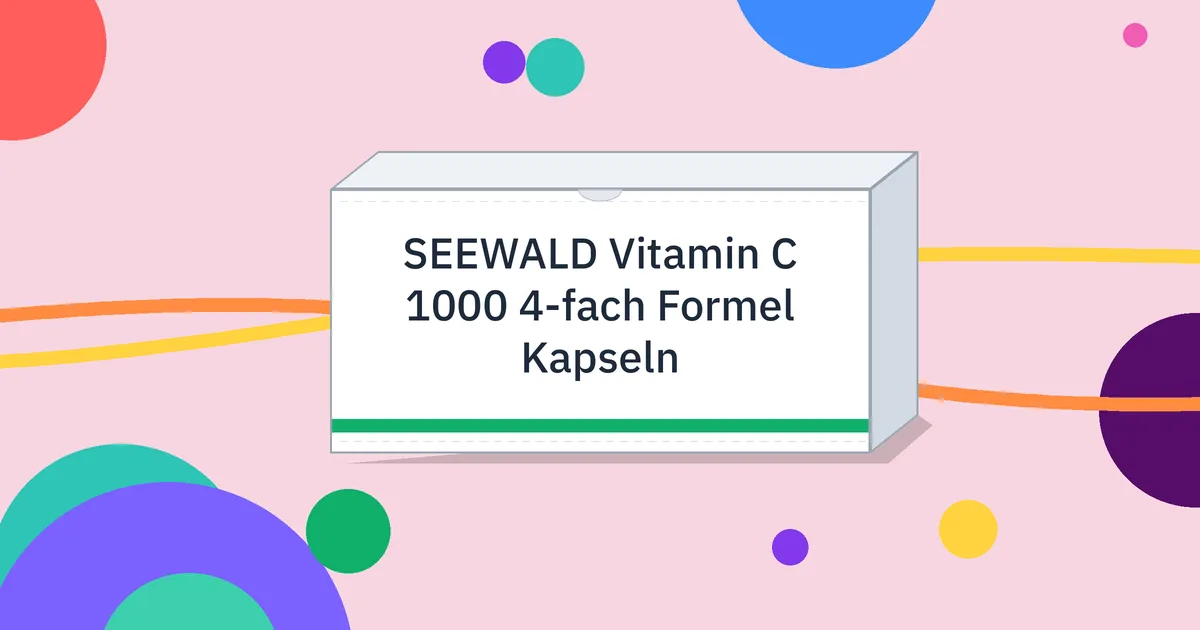 Symbolbild: Packung mit der Aufschrift SEEWALD Vitamin C 1000 4-fach Formel Kapseln (PZN 19546486) – Verfügbarkeit und Bezug in Apotheken in Frankfurt am Main