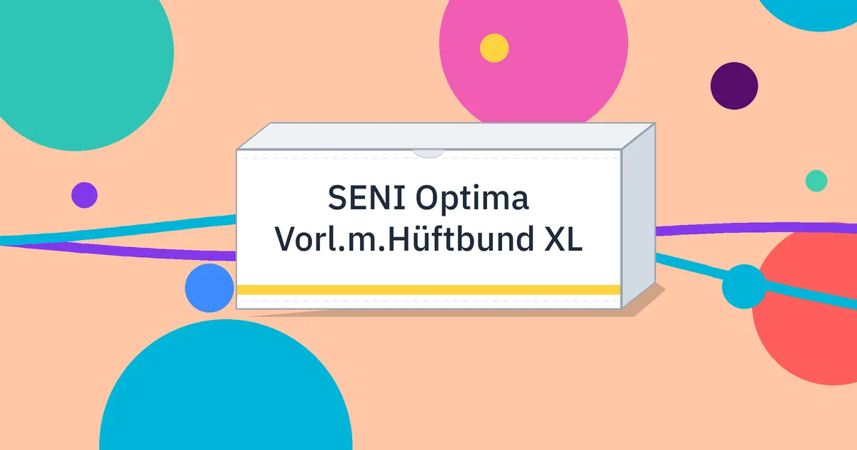 Symbolbild: Packung mit der Aufschrift SENI Optima Vorl.m.Hüftbund XL (PZN 01685891) – Verfügbarkeit und Bezug in Apotheken in Frankfurt am Main