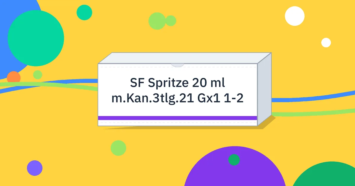 Symbolbild: Packung mit der Aufschrift SF Spritze 20 ml m.Kan.3tlg.21 Gx1 1-2 (PZN 15240000) – Verfügbarkeit und Bezug in Apotheken in Frankfurt am Main