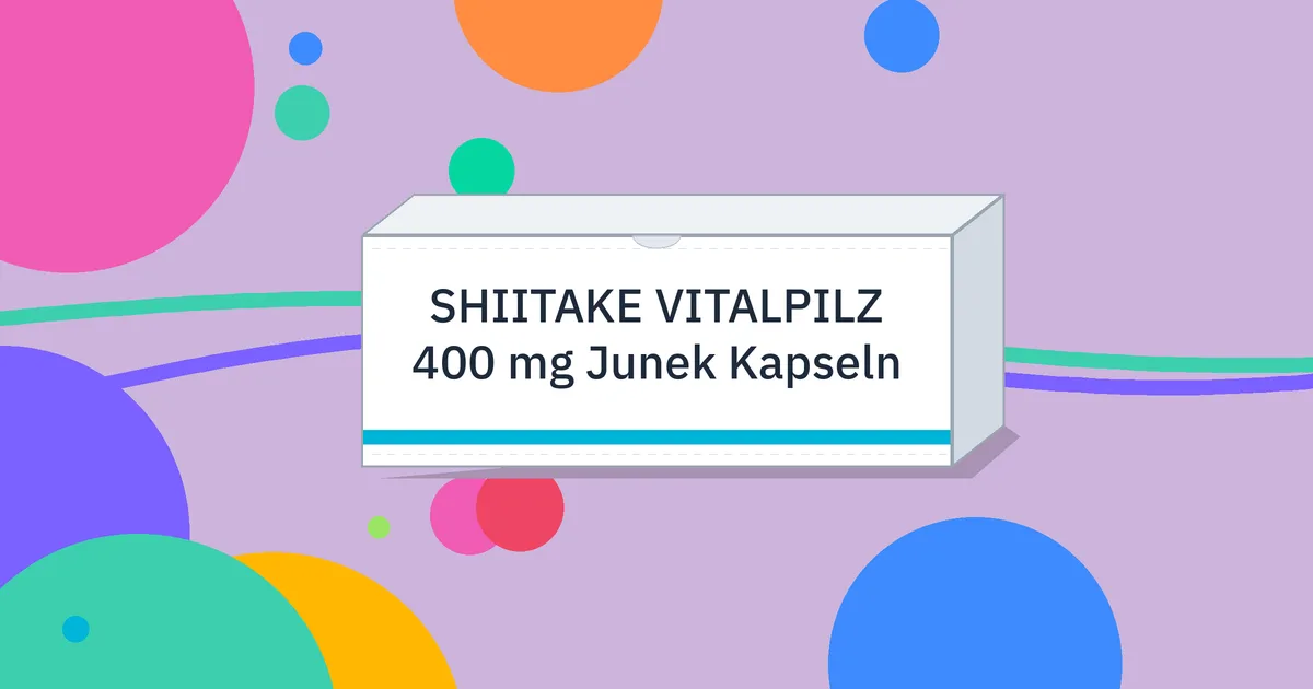 Symbolbild: Packung mit der Aufschrift SHIITAKE VITALPILZ 400 mg Junek Kapseln (PZN 01115461) – Verfügbarkeit und Bezug in Apotheken in Frankfurt am Main