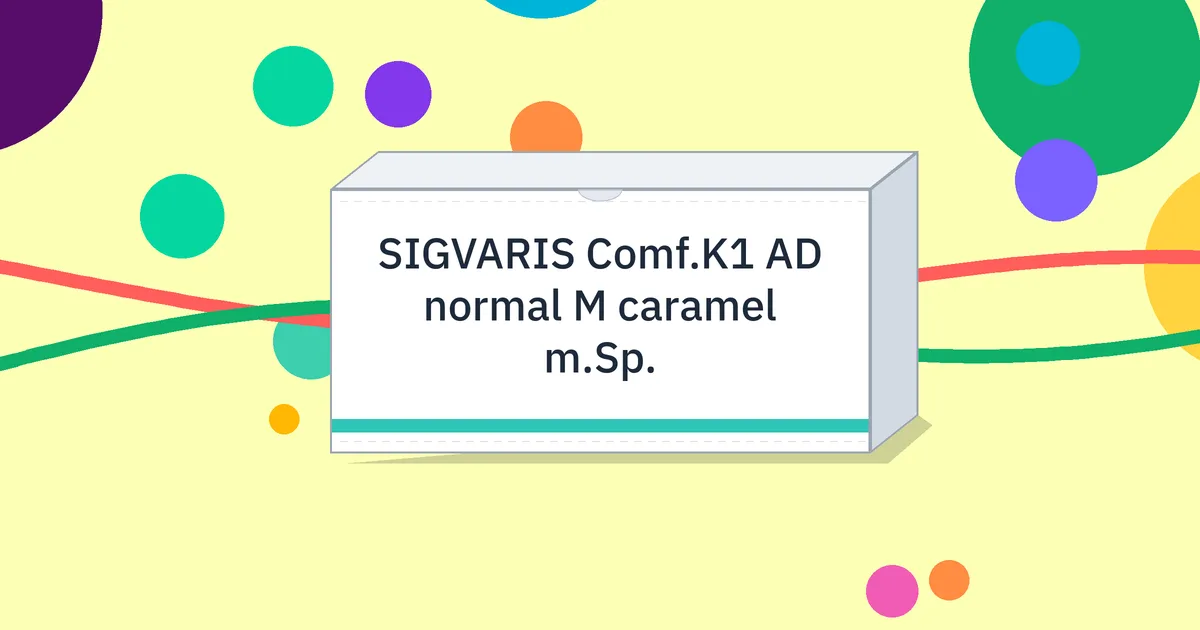 Symbolbild: Packung mit der Aufschrift SIGVARIS Comf.K1 AD normal M caramel m.Sp. (PZN 17041730) – Verfügbarkeit und Bezug in Apotheken in Frankfurt am Main