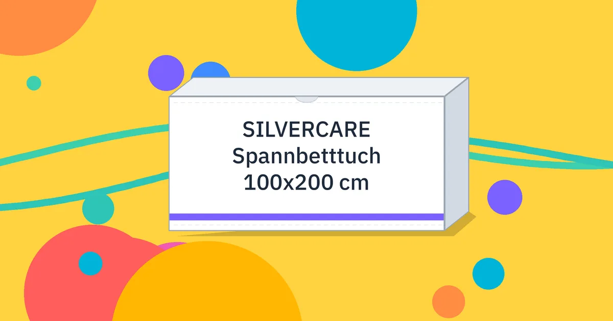 Symbolbild: Packung mit der Aufschrift SILVERCARE Spannbetttuch 100x200 cm (PZN 01114119) – Verfügbarkeit und Bezug in Apotheken in Frankfurt am Main