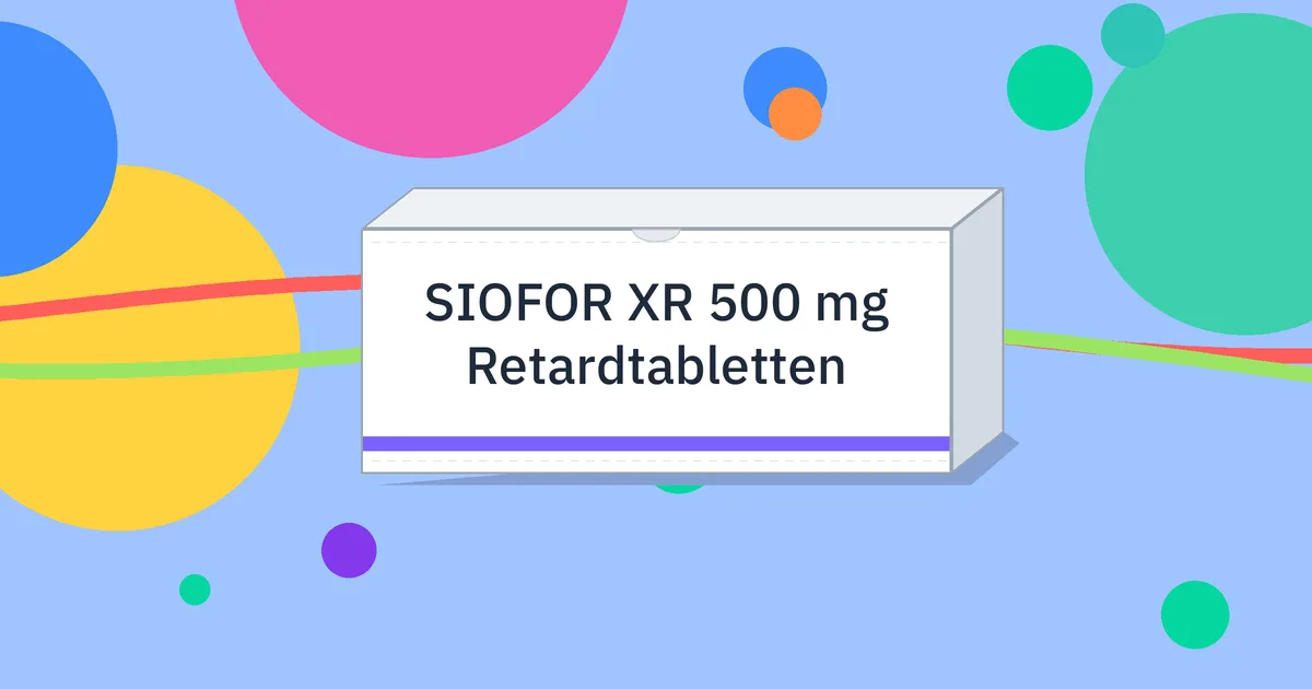 Symbolbild: Packung mit der Aufschrift SIOFOR XR 500 mg Retardtabletten (PZN 17275824) – Verfügbarkeit und Bezug in Apotheken in Frankfurt am Main