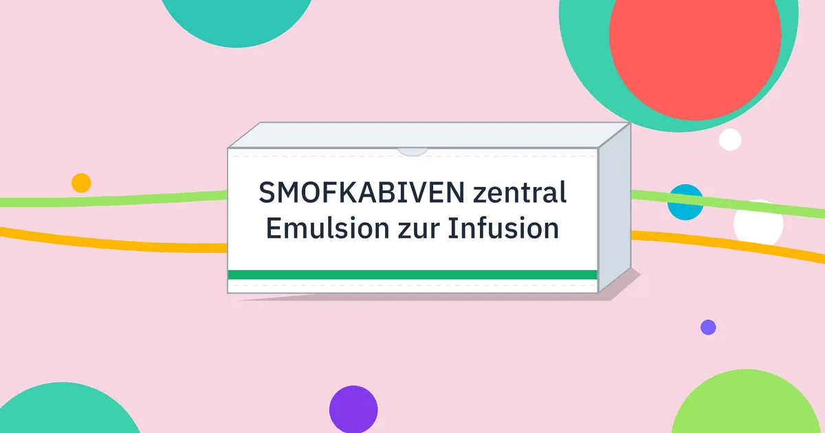 Symbolbild: Packung mit der Aufschrift SMOFKABIVEN zentral Emulsion zur Infusion (PZN 16869243) – Verfügbarkeit und Bezug in Apotheken in Frankfurt am Main