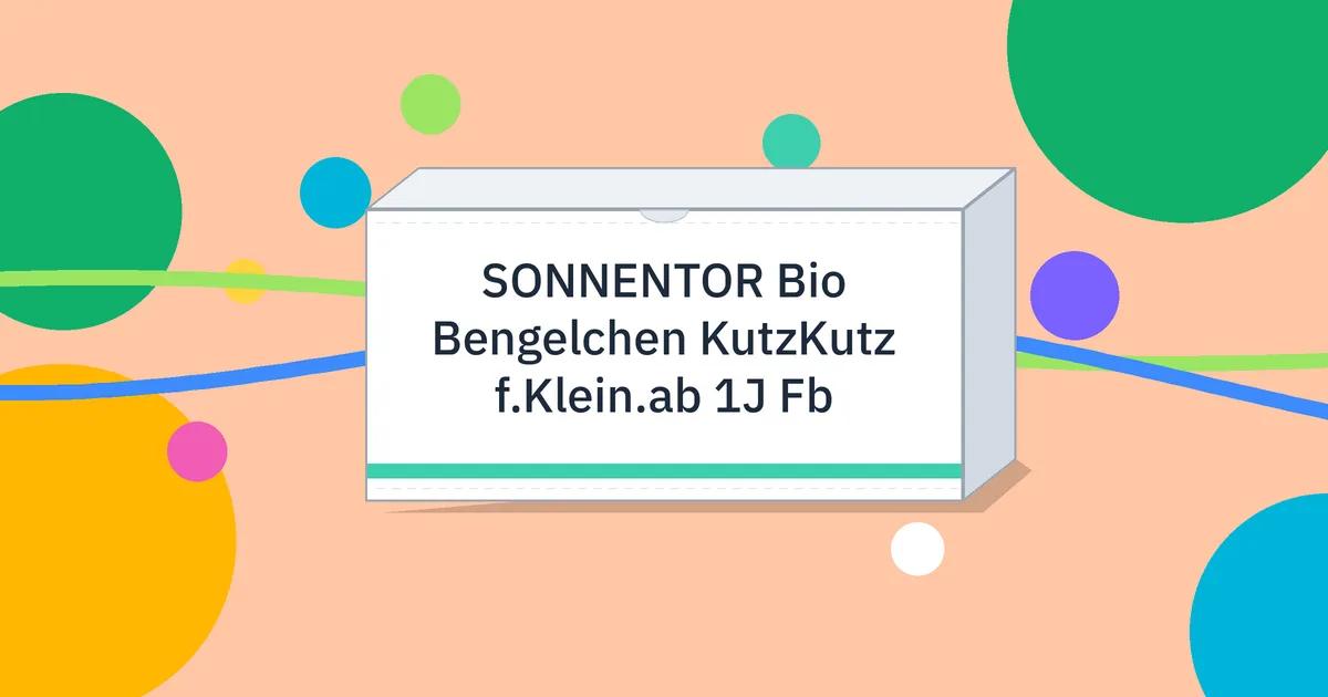 Symbolbild: Packung mit der Aufschrift SONNENTOR Bio Bengelchen KutzKutz f.Klein.ab 1J Fb (PZN 18901873) – Verfügbarkeit und Bezug in Apotheken in Frankfurt am Main