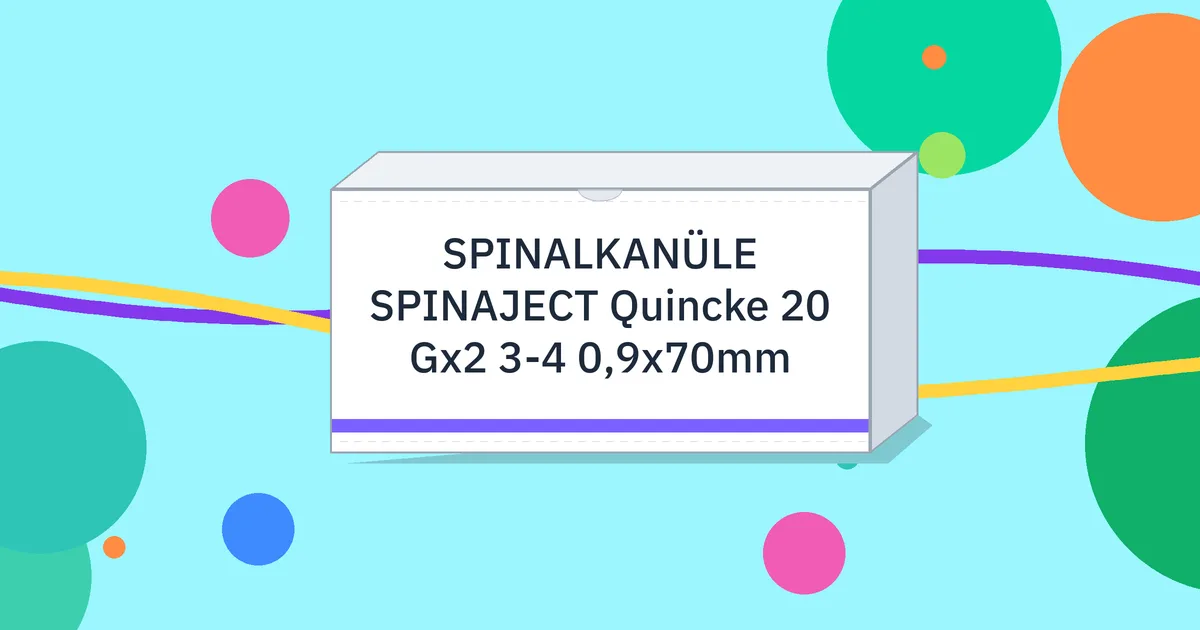Symbolbild: Packung mit der Aufschrift SPINALKANÜLE SPINAJECT Quincke 20 Gx2 3-4 0,9x70mm (PZN 18862877) – Verfügbarkeit und Bezug in Apotheken in Frankfurt am Main
