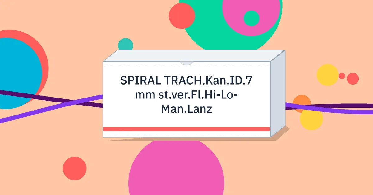 Symbolbild: Packung mit der Aufschrift SPIRAL TRACH.Kan.ID.7 mm st.ver.Fl.Hi-Lo-Man.Lanz (PZN 03379862) – Verfügbarkeit und Bezug in Apotheken in Frankfurt am Main