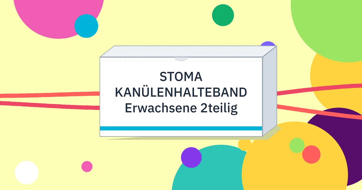 Symbolbild: Packung mit der Aufschrift STOMA KANÜLENHALTEBAND Erwachsene 2teilig (PZN 09511475) – Verfügbarkeit und Bezug in Apotheken in Frankfurt am Main