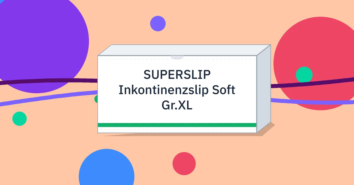 Symbolbild: Packung mit der Aufschrift SUPERSLIP Inkontinenzslip Soft Gr.XL (PZN 19396495) – Verfügbarkeit und Bezug in Apotheken in Frankfurt am Main