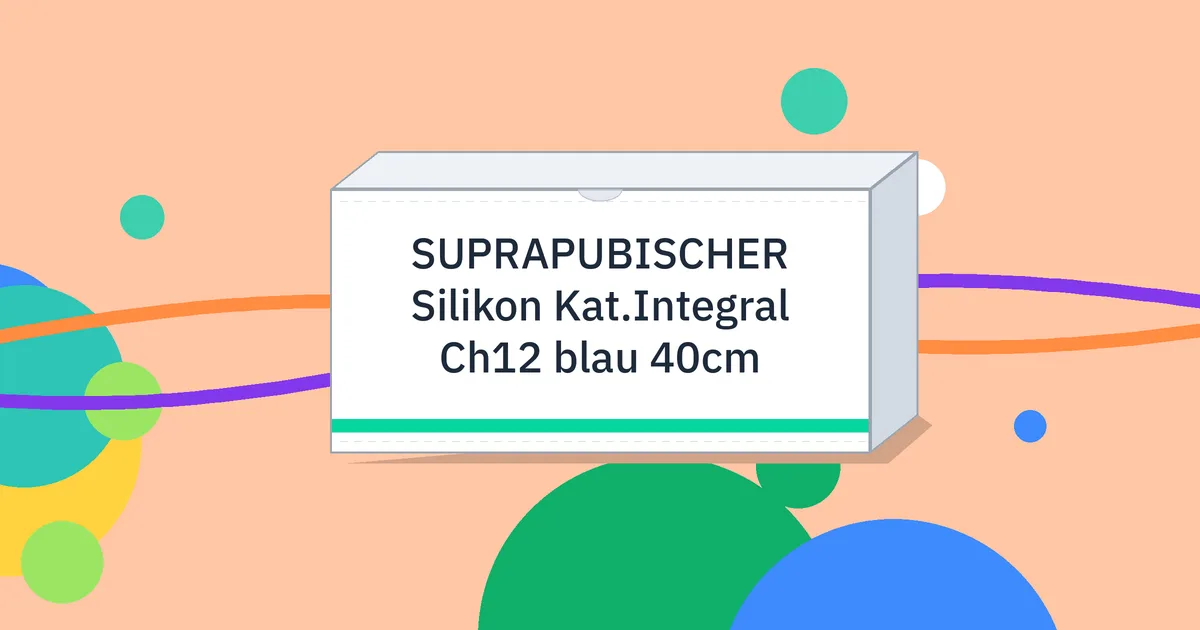 Symbolbild: Packung mit der Aufschrift SUPRAPUBISCHER Silikon Kat.Integral Ch12 blau 40cm (PZN 09766643) – Verfügbarkeit und Bezug in Apotheken in Frankfurt am Main
