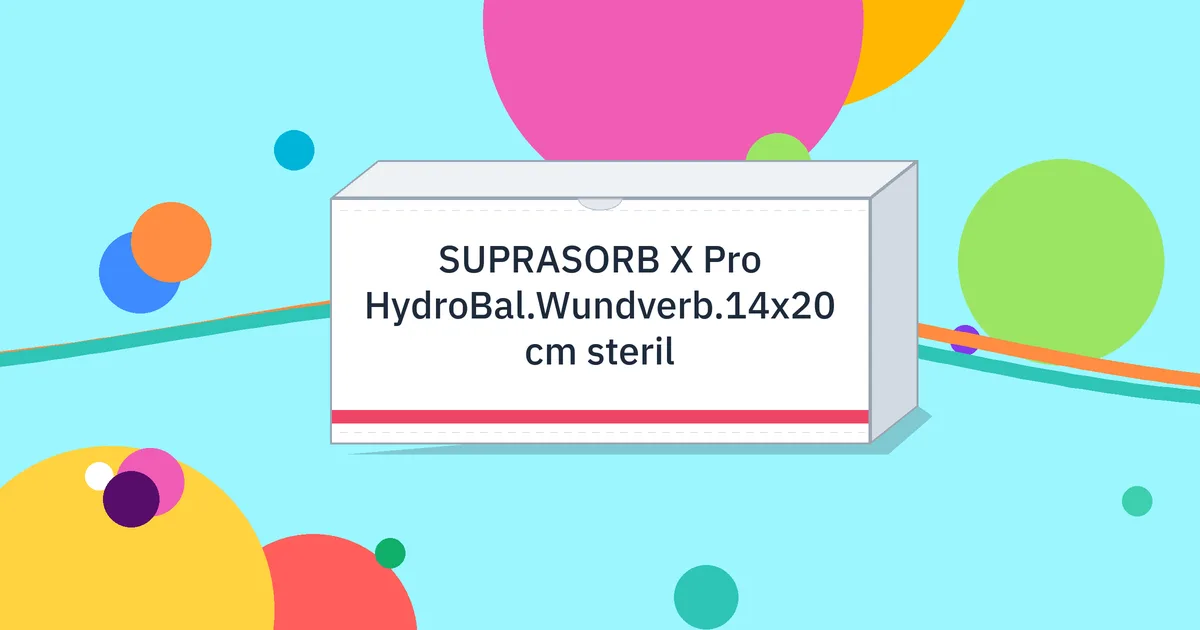 Symbolbild: Packung mit der Aufschrift SUPRASORB X Pro HydroBal.Wundverb.14x20 cm steril (PZN 20844881) – Verfügbarkeit und Bezug in Apotheken in Frankfurt am Main