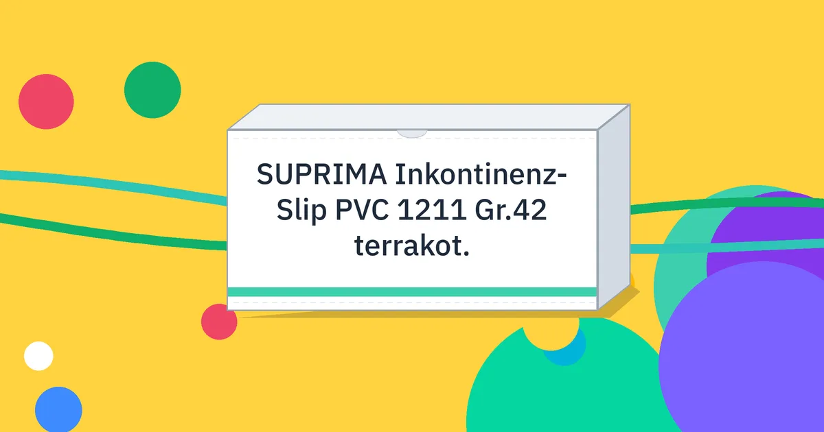 Symbolbild: Packung mit der Aufschrift SUPRIMA Inkontinenz-Slip PVC 1211 Gr.42 terrakot. (PZN 05971375) – Verfügbarkeit und Bezug in Apotheken in Frankfurt am Main