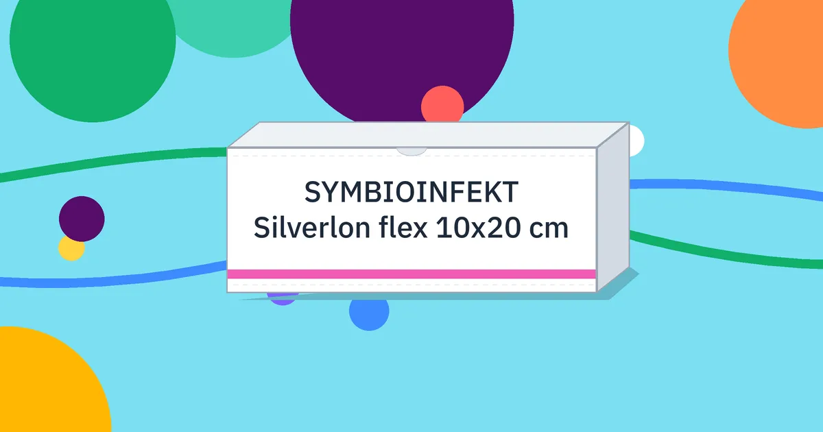 Symbolbild: Packung mit der Aufschrift SYMBIOINFEKT Silverlon flex 10x20 cm (PZN 11601642) – Verfügbarkeit und Bezug in Apotheken in Frankfurt am Main
