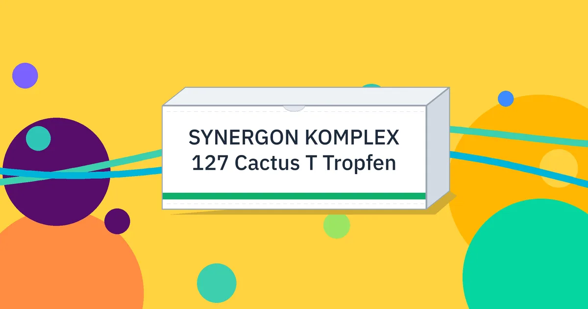 Symbolbild: Packung mit der Aufschrift SYNERGON KOMPLEX 127 Cactus T Tropfen (PZN 20091370) – Verfügbarkeit und Bezug in Apotheken in Frankfurt am Main