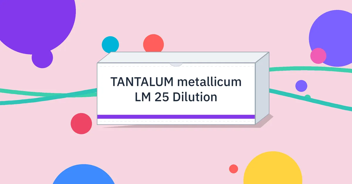 Symbolbild: Packung mit der Aufschrift TANTALUM metallicum LM 25 Dilution (PZN 13213660) – Verfügbarkeit und Bezug in Apotheken in Frankfurt am Main