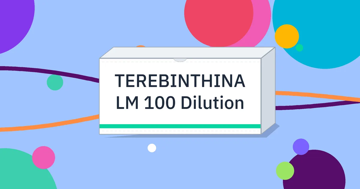 Symbolbild: Packung mit der Aufschrift TEREBINTHINA LM 100 Dilution (PZN 13216888) – Verfügbarkeit und Bezug in Apotheken in Frankfurt am Main