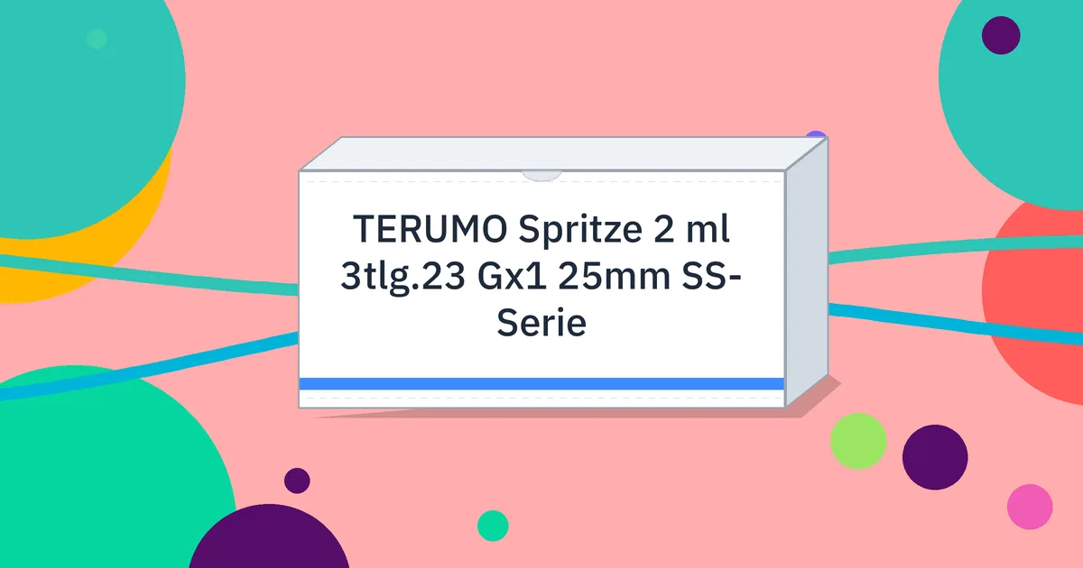 Symbolbild: Packung mit der Aufschrift TERUMO Spritze 2 ml 3tlg.23 Gx1 25mm SS-Serie (PZN 18060698) – Verfügbarkeit und Bezug in Apotheken in Frankfurt am Main