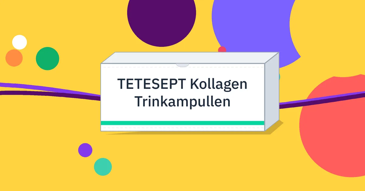 Symbolbild: Packung mit der Aufschrift TETESEPT Kollagen Trinkampullen (PZN 16198808) – Verfügbarkeit und Bezug in Apotheken in Frankfurt am Main