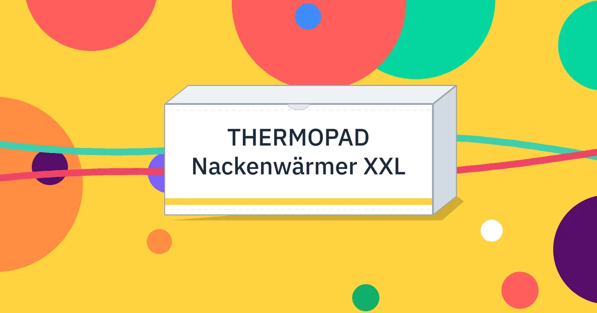 Symbolbild: Packung mit der Aufschrift THERMOPAD Nackenwärmer XXL (PZN 16684986) – Verfügbarkeit und Bezug in Apotheken in Frankfurt am Main