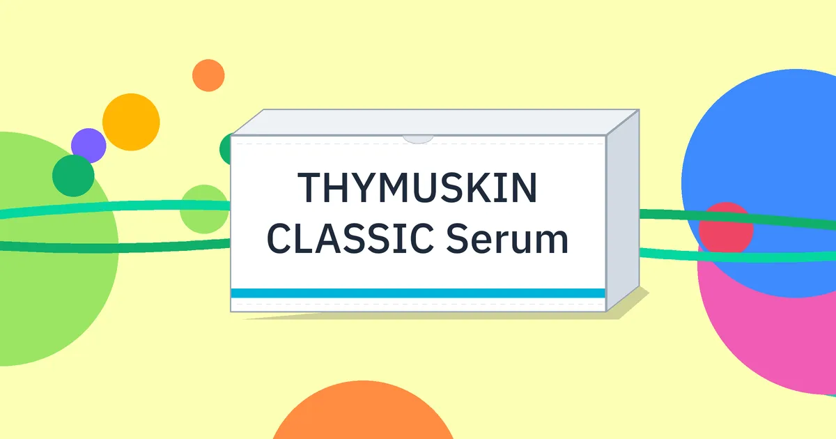 Symbolbild: Packung mit der Aufschrift THYMUSKIN CLASSIC Serum (PZN 10254210) – Verfügbarkeit und Bezug in Apotheken in Frankfurt am Main