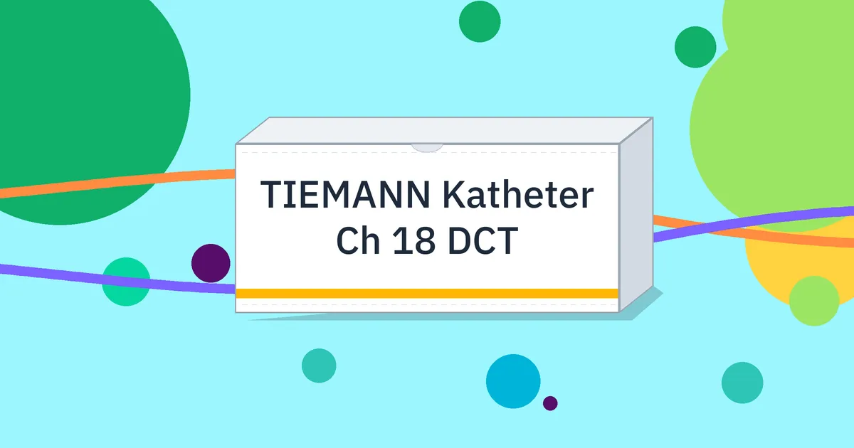 Symbolbild: Packung mit der Aufschrift TIEMANN Katheter Ch 18 DCT (PZN 02847887) – Verfügbarkeit und Bezug in Apotheken in Frankfurt am Main