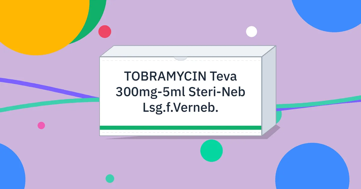 Symbolbild: Packung mit der Aufschrift TOBRAMYCIN Teva 300mg-5ml Steri-Neb Lsg.f.Verneb. (PZN 18214859) – Verfügbarkeit und Bezug in Apotheken in Frankfurt am Main
