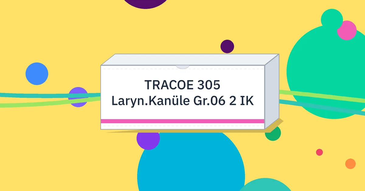 Symbolbild: Packung mit der Aufschrift TRACOE 305 Laryn.Kanüle Gr.06 2 IK (PZN 00920396) – Verfügbarkeit und Bezug in Apotheken in Frankfurt am Main