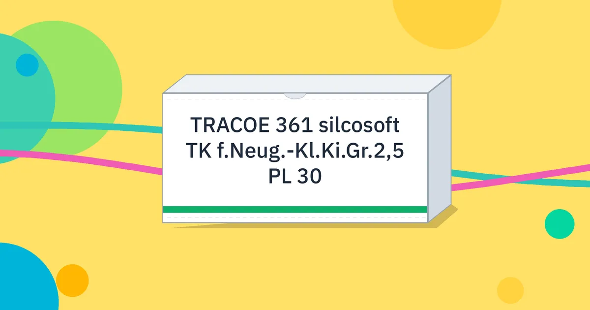 Symbolbild: Packung mit der Aufschrift TRACOE 361 silcosoft TK f.Neug.-Kl.Ki.Gr.2,5 PL 30 (PZN 14313760) – Verfügbarkeit und Bezug in Apotheken in Frankfurt am Main