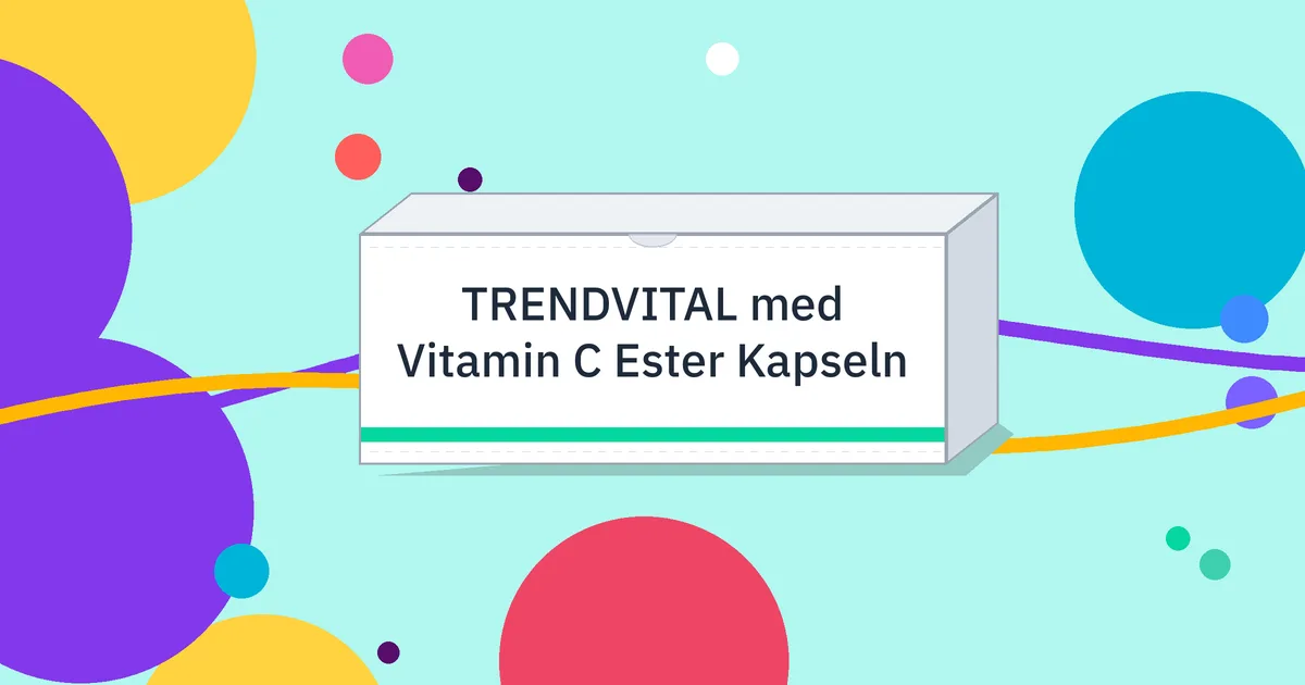 Symbolbild: Packung mit der Aufschrift TRENDVITAL med Vitamin C Ester Kapseln (PZN 12562884) – Verfügbarkeit und Bezug in Apotheken in Frankfurt am Main