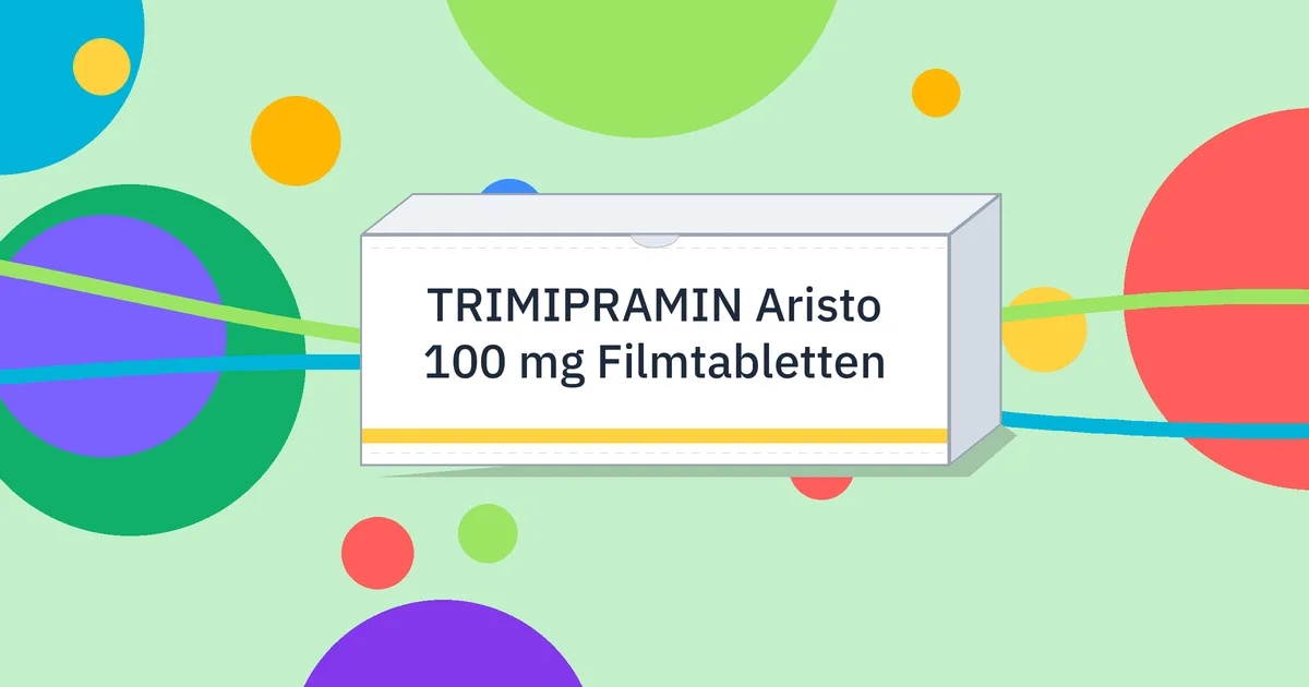Symbolbild: Packung mit der Aufschrift TRIMIPRAMIN Aristo 100 mg Filmtabletten (PZN 09481886) – Verfügbarkeit und Bezug in Apotheken in Frankfurt am Main