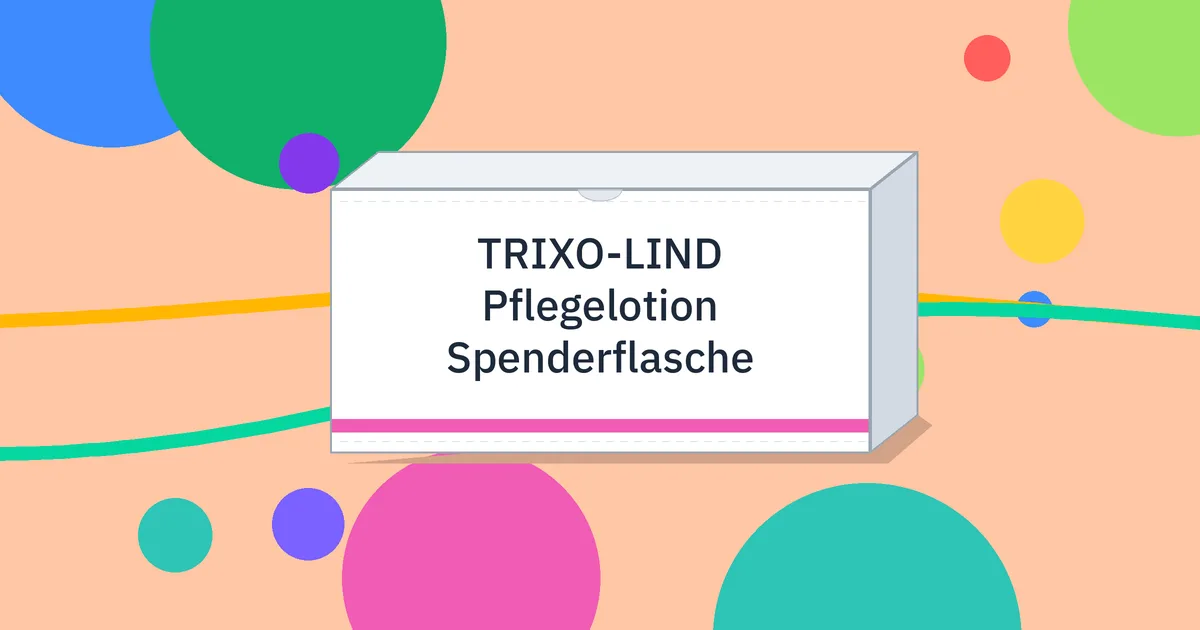 Symbolbild: Packung mit der Aufschrift TRIXO-LIND Pflegelotion Spenderflasche (PZN 17581596) – Verfügbarkeit und Bezug in Apotheken in Frankfurt am Main