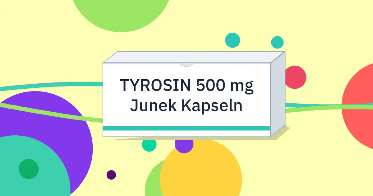 Symbolbild: Packung mit der Aufschrift TYROSIN 500 mg Junek Kapseln (PZN 00135763) – Verfügbarkeit und Bezug in Apotheken in Frankfurt am Main