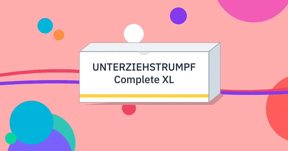 Symbolbild: Packung mit der Aufschrift UNTERZIEHSTRUMPF Complete XL (PZN 18652708) – Verfügbarkeit und Bezug in Apotheken in Frankfurt am Main