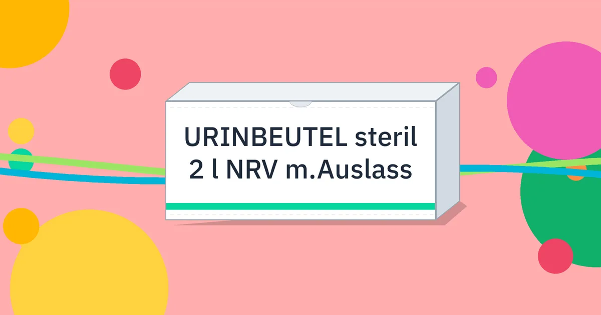 Symbolbild: Packung mit der Aufschrift URINBEUTEL steril 2 l NRV m.Auslass (PZN 13846371) – Verfügbarkeit und Bezug in Apotheken in Frankfurt am Main