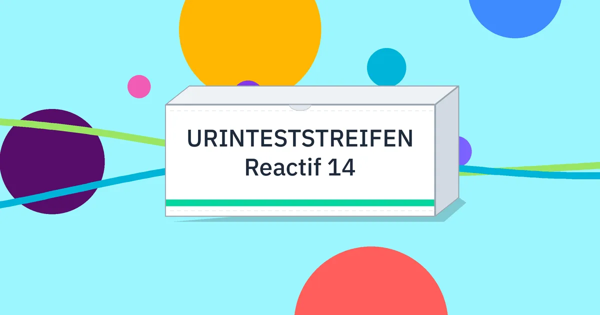 Symbolbild: Packung mit der Aufschrift URINTESTSTREIFEN Reactif 14 (PZN 19206069) – Verfügbarkeit und Bezug in Apotheken in Frankfurt am Main