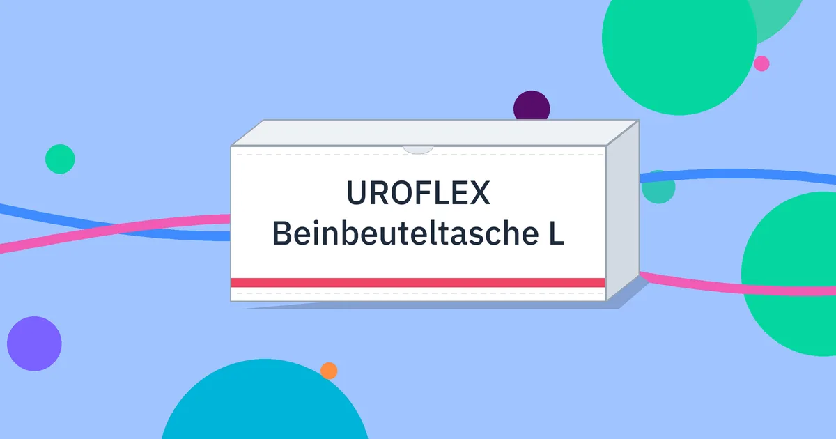 Symbolbild: Packung mit der Aufschrift UROFLEX Beinbeuteltasche L (PZN 19892521) – Verfügbarkeit und Bezug in Apotheken in Frankfurt am Main