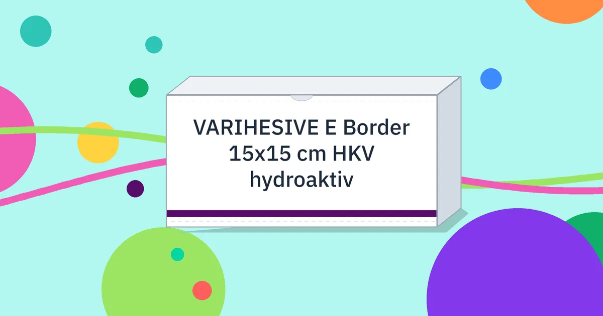 Symbolbild: Packung mit der Aufschrift VARIHESIVE E Border 15x15 cm HKV hydroaktiv (PZN 04474746) – Verfügbarkeit und Bezug in Apotheken in Frankfurt am Main