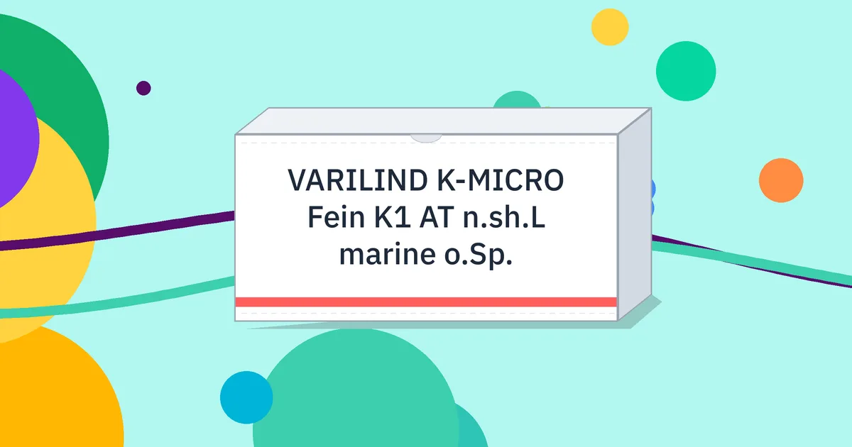 Symbolbild: Packung mit der Aufschrift VARILIND K-MICRO Fein K1 AT n.sh.L marine o.Sp. (PZN 20552167) – Verfügbarkeit und Bezug in Apotheken in Frankfurt am Main