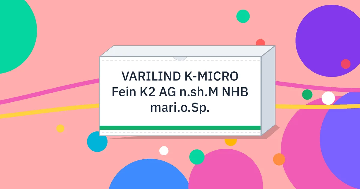 Symbolbild: Packung mit der Aufschrift VARILIND K-MICRO Fein K2 AG n.sh.M NHB mari.o.Sp. (PZN 20556308) – Verfügbarkeit und Bezug in Apotheken in Frankfurt am Main