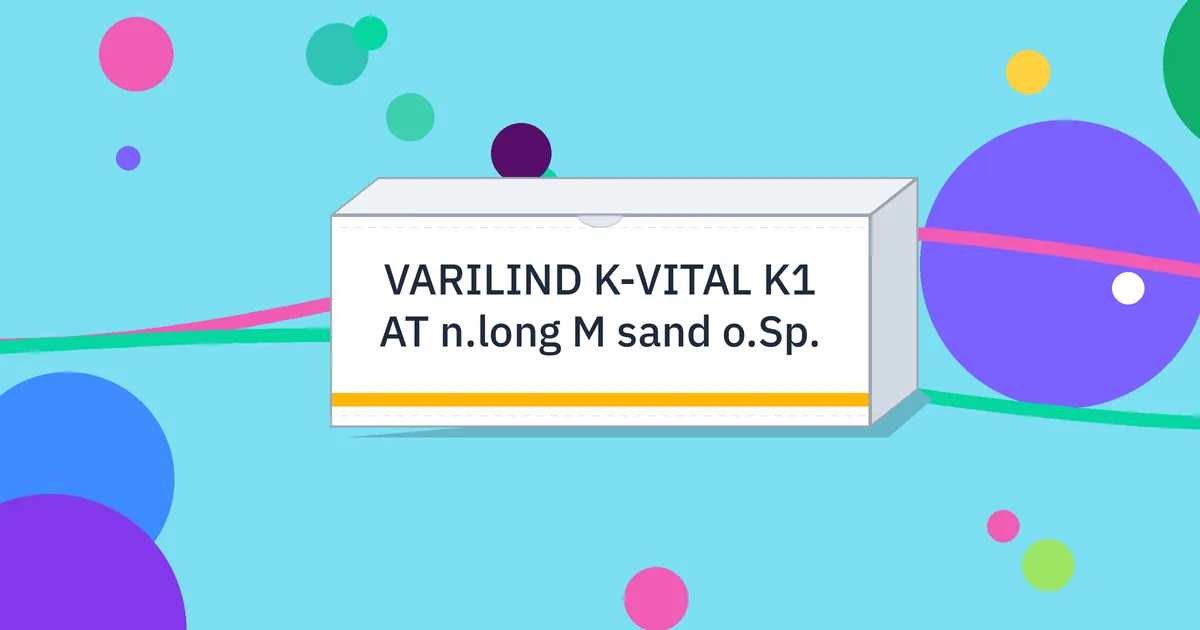 Symbolbild: Packung mit der Aufschrift VARILIND K-VITAL K1 AT n.long M sand o.Sp. (PZN 20559896) – Verfügbarkeit und Bezug in Apotheken in Frankfurt am Main