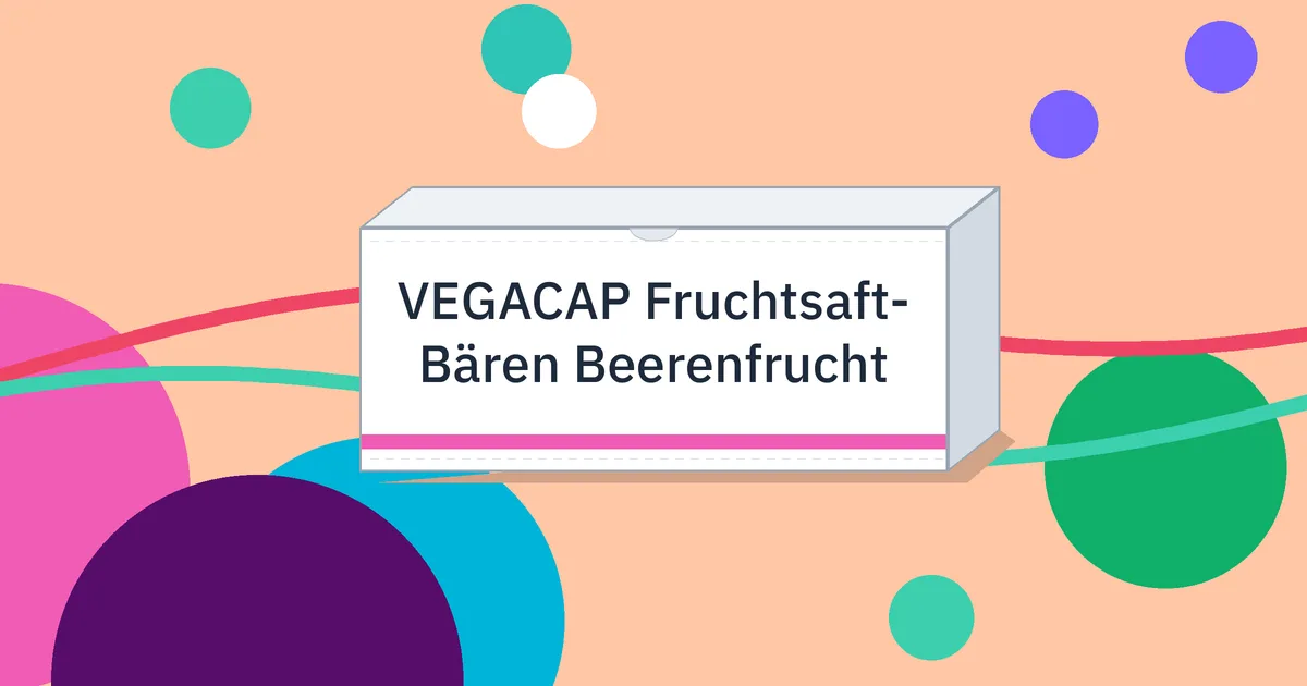 Symbolbild: Packung mit der Aufschrift VEGACAP Fruchtsaft-Bären Beerenfrucht (PZN 10300105) – Verfügbarkeit und Bezug in Apotheken in Frankfurt am Main