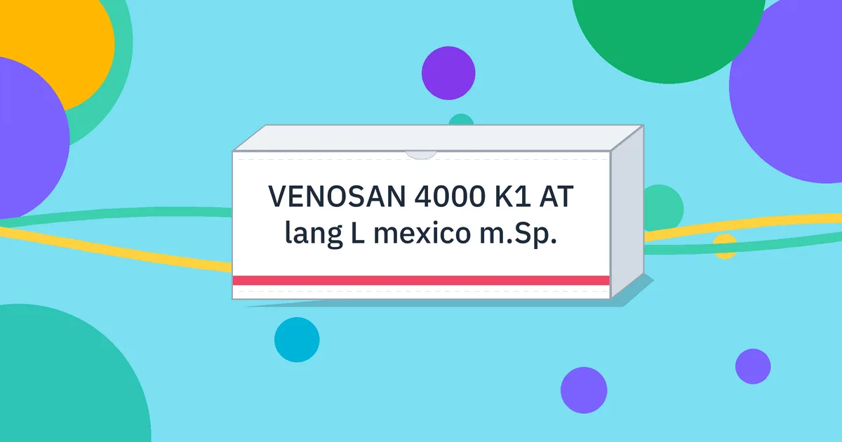 Symbolbild: Packung mit der Aufschrift VENOSAN 4000 K1 AT lang L mexico m.Sp. (PZN 14423342) – Verfügbarkeit und Bezug in Apotheken in Frankfurt am Main