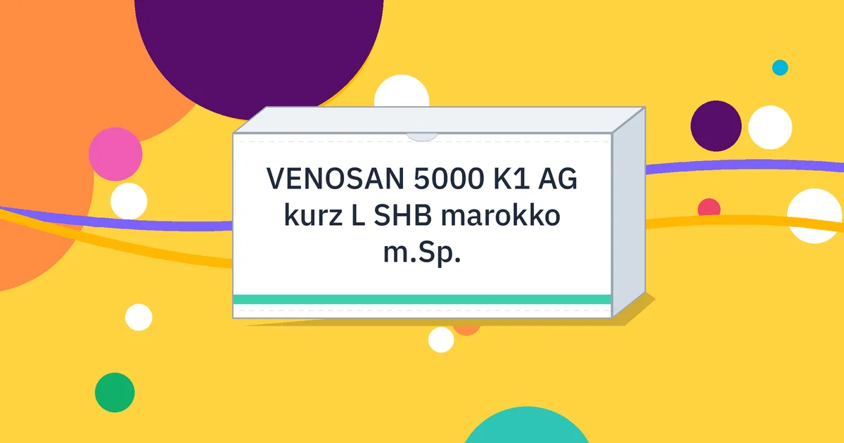 Symbolbild: Packung mit der Aufschrift VENOSAN 5000 K1 AG kurz L SHB marokko m.Sp. (PZN 14431436) – Verfügbarkeit und Bezug in Apotheken in Frankfurt am Main